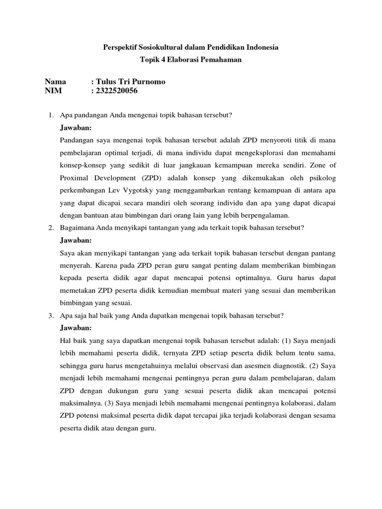 T.4 Elaborasi Pemahaman - Filosofi Pend - Tulus Tri P | PDF | Pengembangan Diri | Sains & Matematika