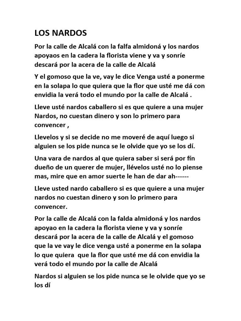 LOS NARDOS Letra | PDF | Poesía
