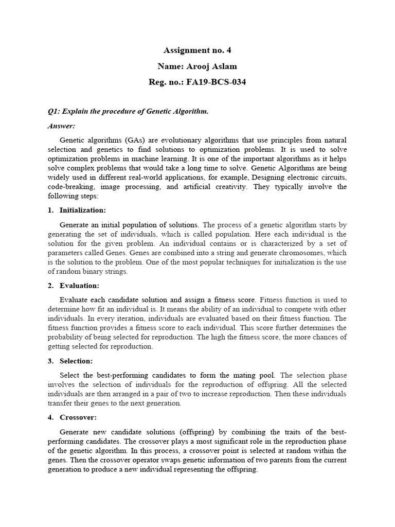 Genetic Algo A4-1 | PDF | Genetic Algorithm | Genetics Genetic Algo A4-1 | PDF | Genetic Algorithm | Genetics