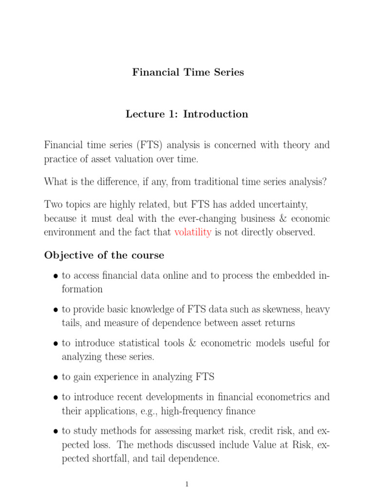 Lec 1 | PDF | Time Series | Variance