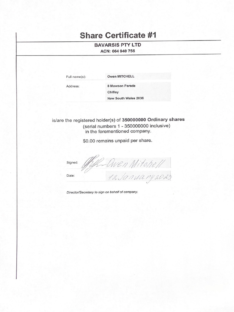 Share Certificate | PDF
