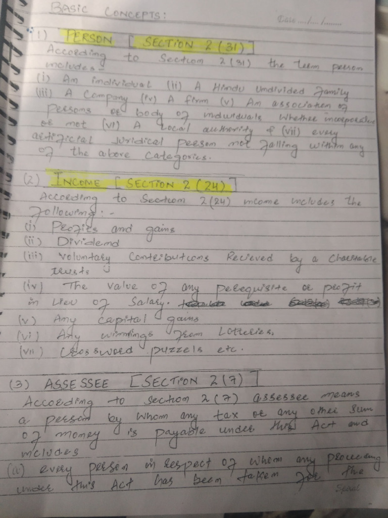 Taxation (Unit I, II) Definition, Need, Important and Other Concepts ...