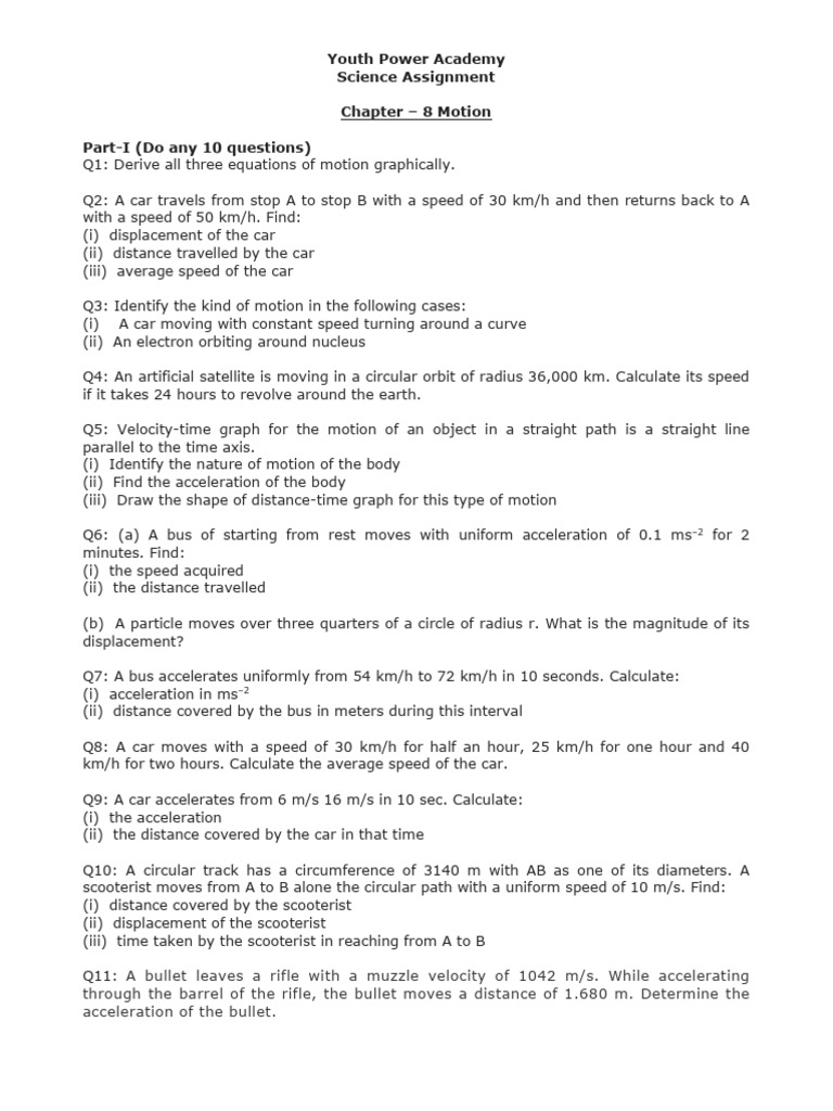 Motion Assignment | Download Free PDF | Speed | Acceleration