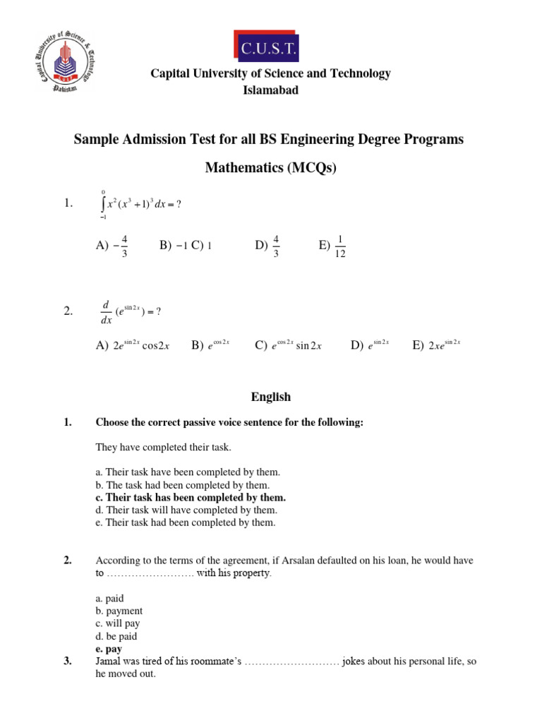 Sample Paper BSALLEngineering | PDF