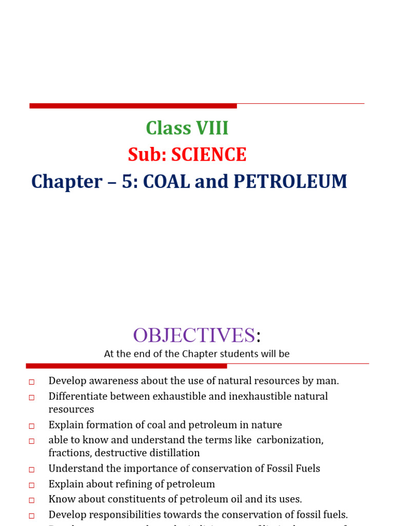 Class VIII: Coal & Petroleum Basics | PDF | Petroleum | Kerosene