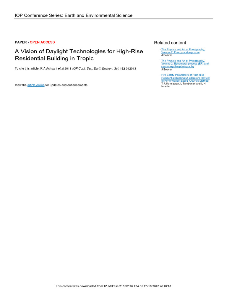 Daylight Technologies for Tropical High-Rises | PDF | Lighting | Window