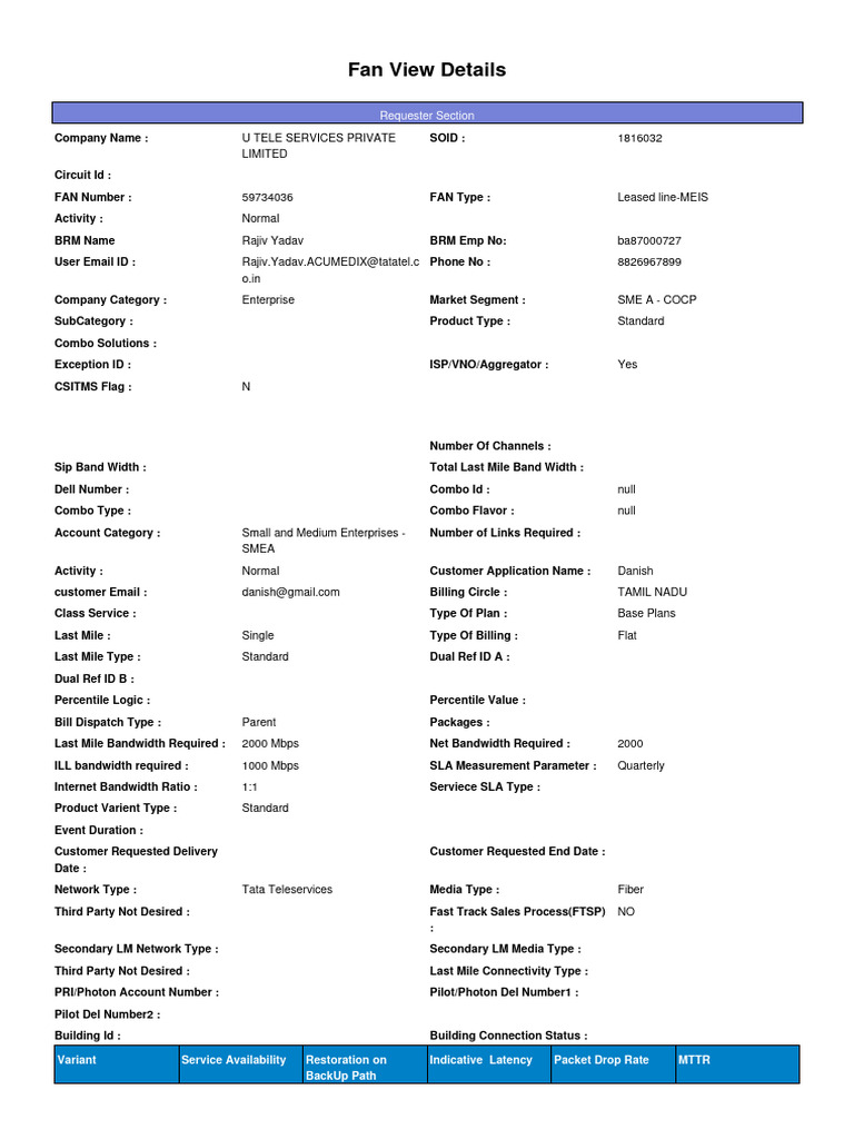 Fan View Details: Requester Section | PDF | Bandwidth (Computing ...