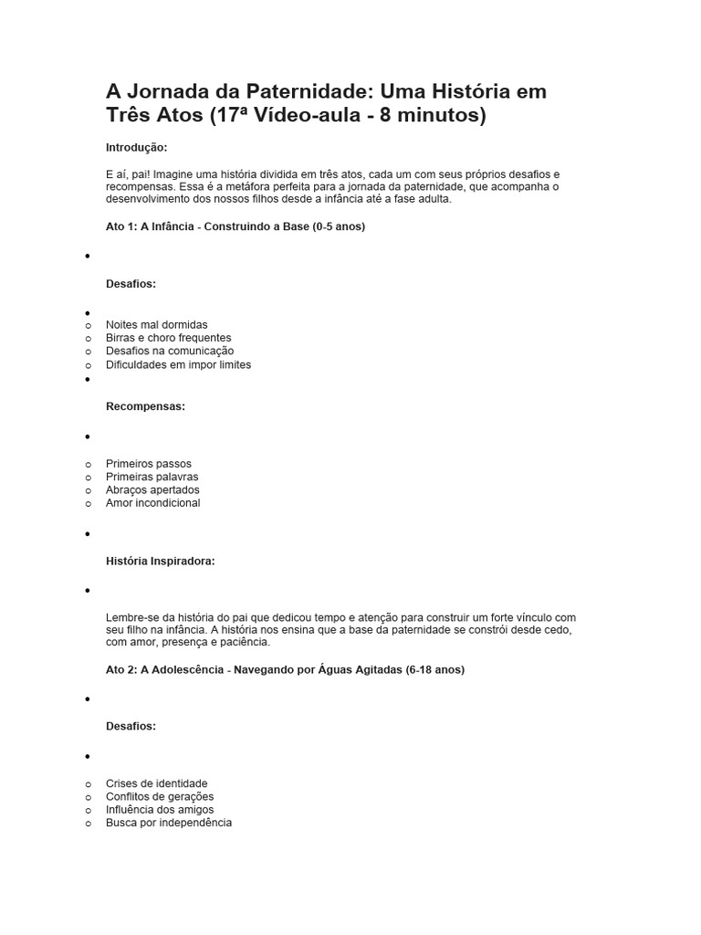 M5 - Video Aula 17 - A Jornada Da Paternidade | PDF | Adolescência | Amor