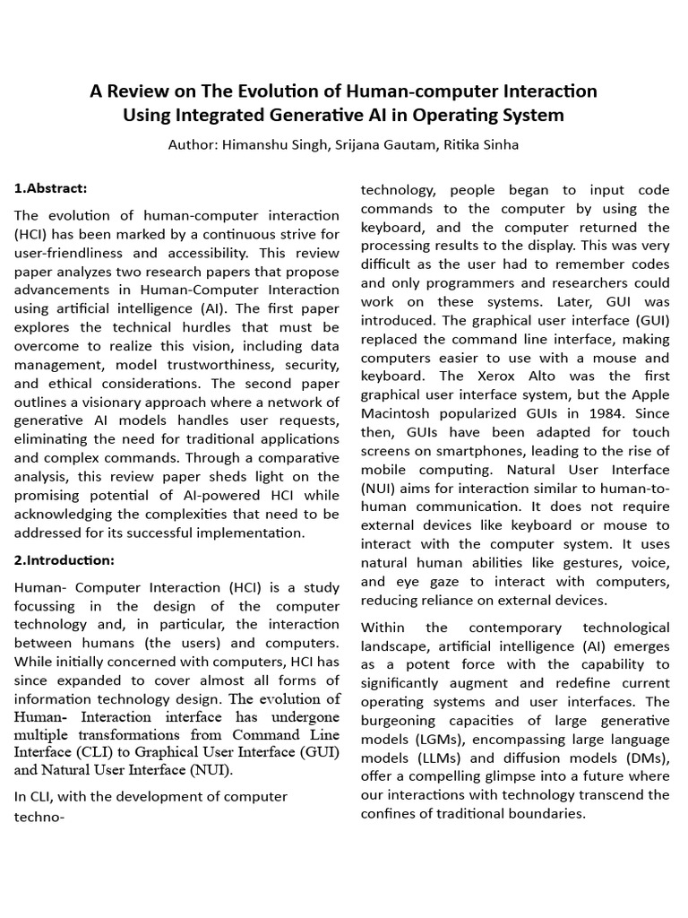 A Review On The Evolution of Human Computer Interaction | PDF | Human–Computer Interaction ...