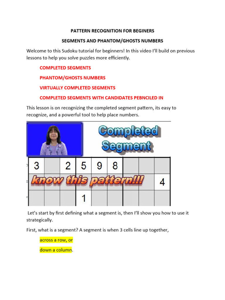 5 Pattern Recognition for Beginners- Completed Segments and Using P | PDF