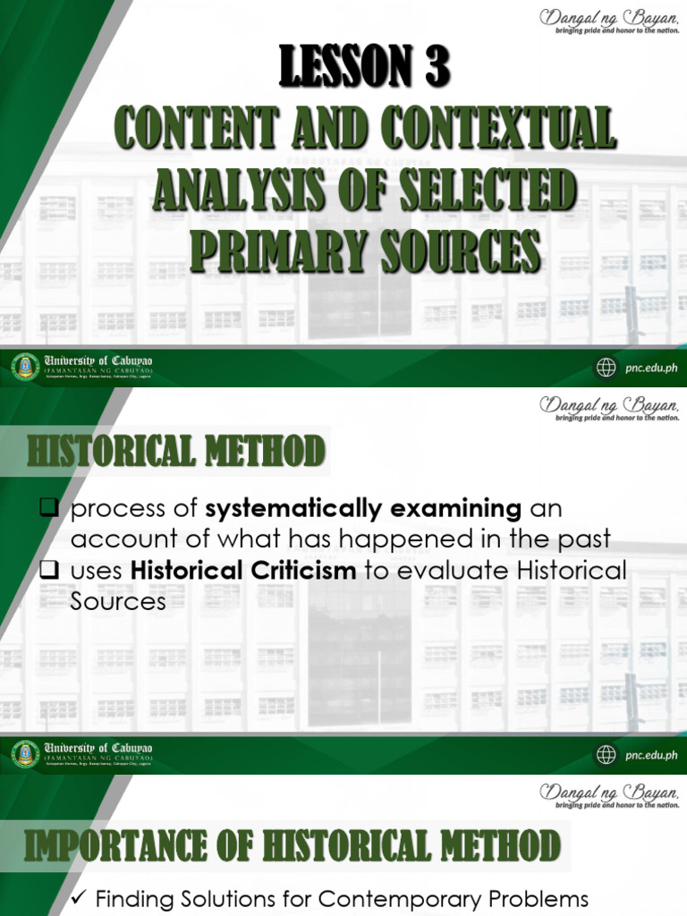 Content vs. Context in Historical Analysis | PDF | Primary Sources ...