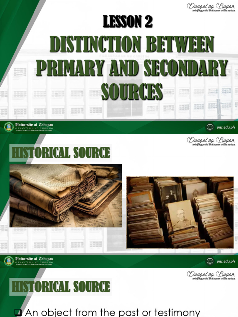 His101 Lesson 2 - Distinction of Primary and Secondary Sources ...