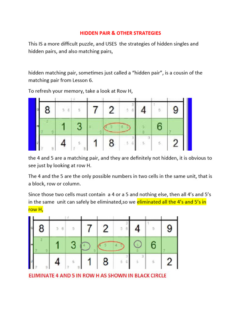 7 - Hidden Pairs A.K.A. Hidden Matching Pairs - Solving A More Diffic ...
