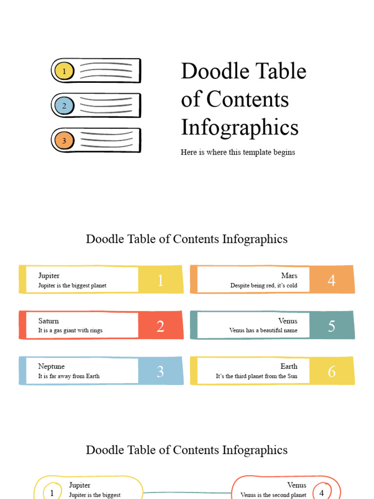 Doodle Table of Contents Infographics by Slidesgo | PDF | Planets ...