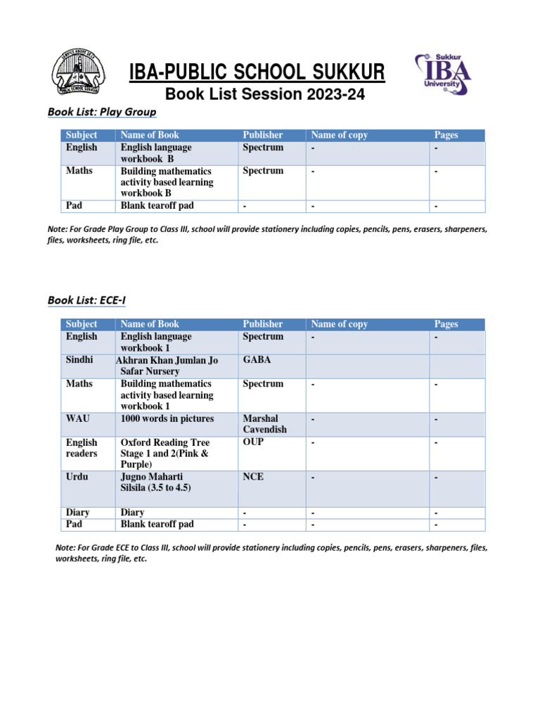 BOOK-LIST-2023-24-FOR-WEBSITE | PDF | Worksheet