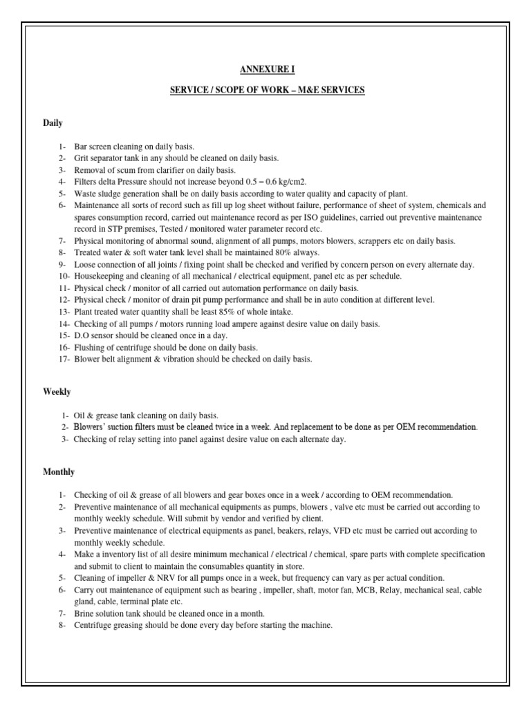 Service & Scope of Work | PDF | Pump | Safety