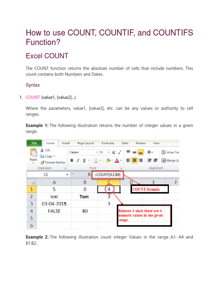 How To Use COUNT | PDF | Computers | Technology & Engineering