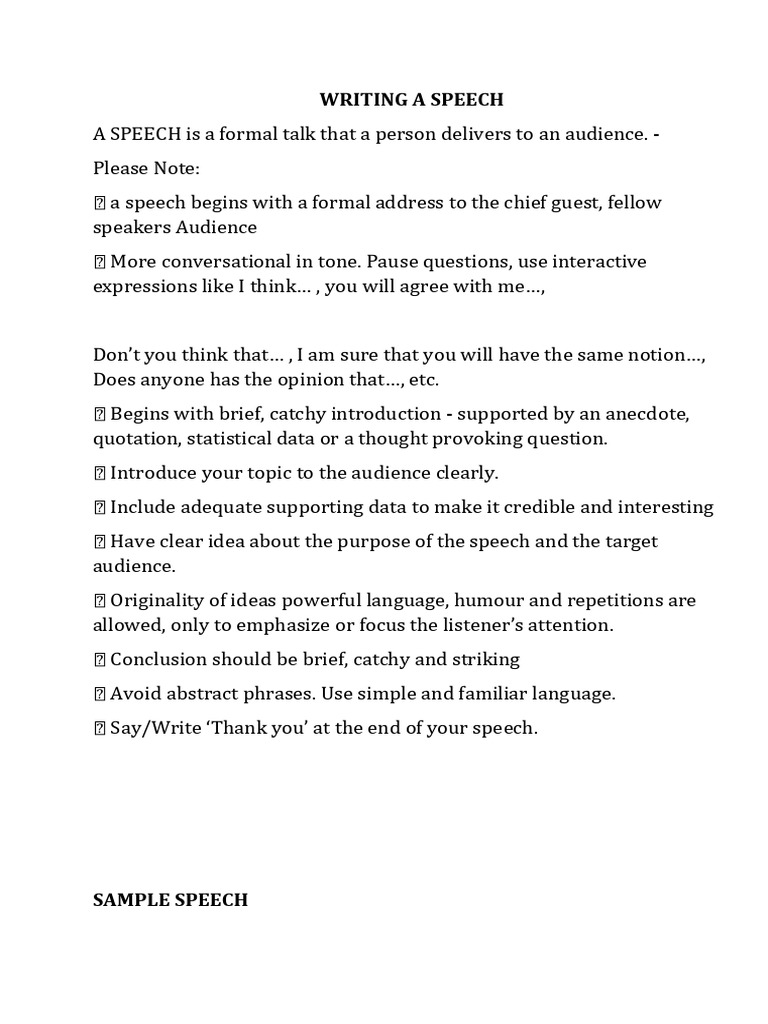 Writing A Speech | PDF | Literacy | Cognition