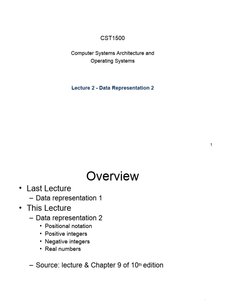 Lecture02 Data Representation 2 Pdf Decimal Mathematical Notation 8135
