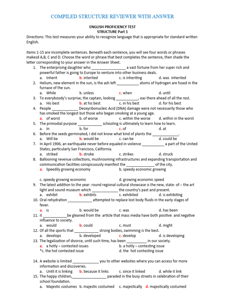 Compiled Structure Reviewer With Answer | PDF
