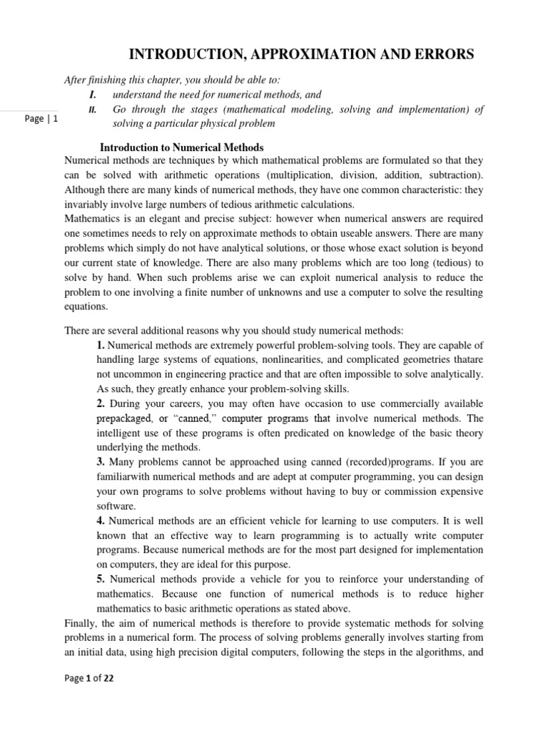 Introduction To Numerical Methods-CH-1 New | PDF | Numerical Analysis ...