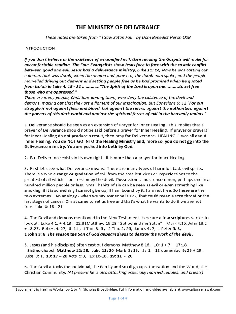 Understanding Deliverance Ministry | PDF | Deliverance Ministry | Exorcism