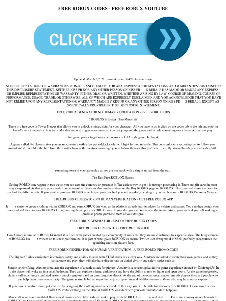 Free Robux Geenrator No Human Verification W K X | PDF | Minecraft