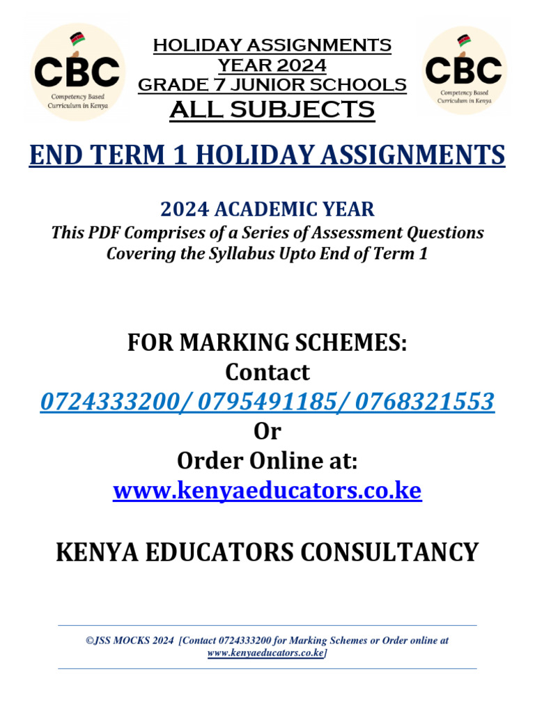 Grade 7 Holiday Assignments | PDF