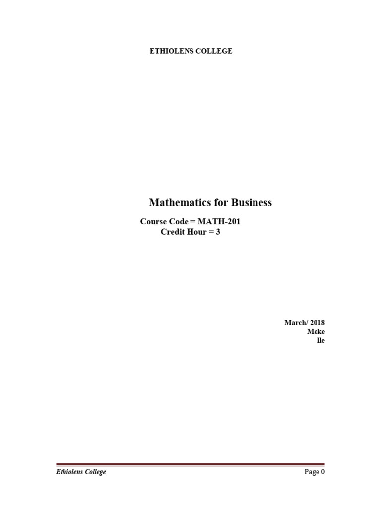 Mathematics For Business | PDF | Equations | Ratio