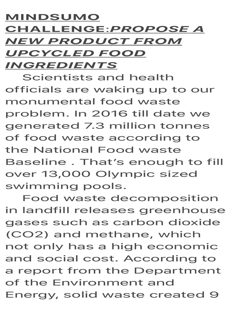 Mindsumo Challenge:propose A New Product From Upcycled Food Ingredients | PDF | Waste ...