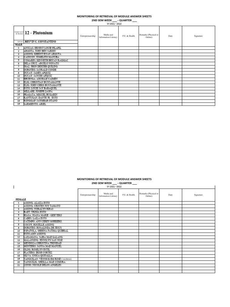 Monitoring of Retrieval of Module Answer Sheets | PDF