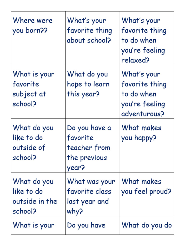 Fun Questions for Kids' Self-Discovery | PDF