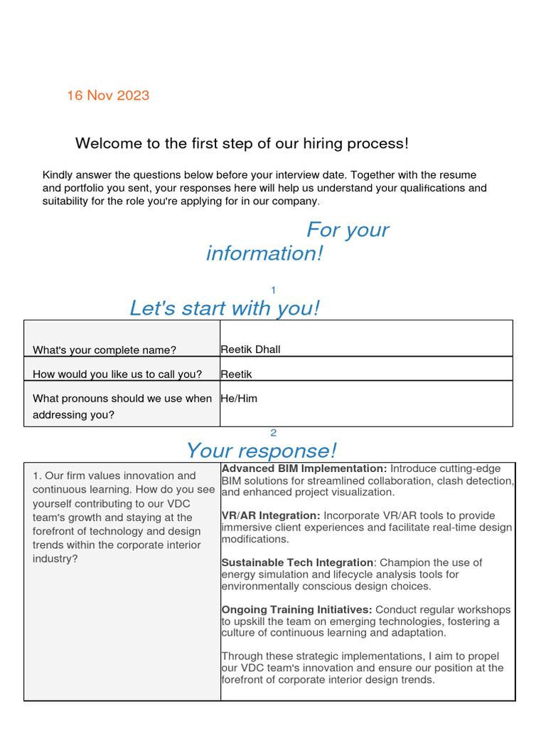 Job Interview Questionnaire | Download Free PDF | Project Management ...