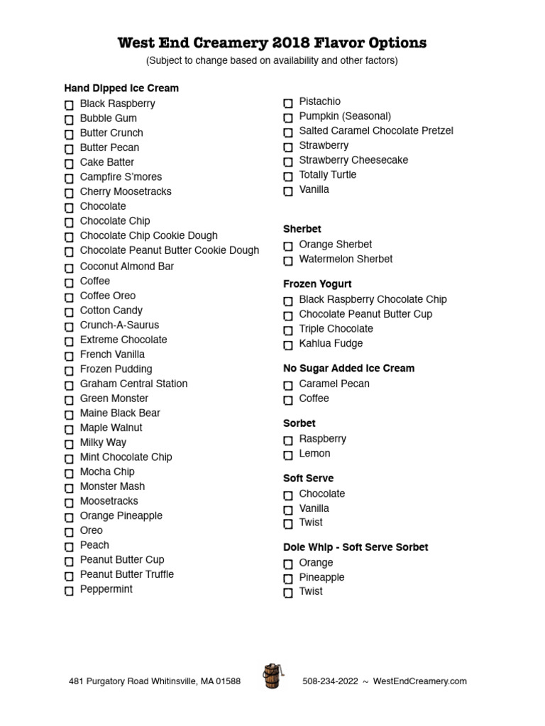 Ice Cream Flavor List | PDF