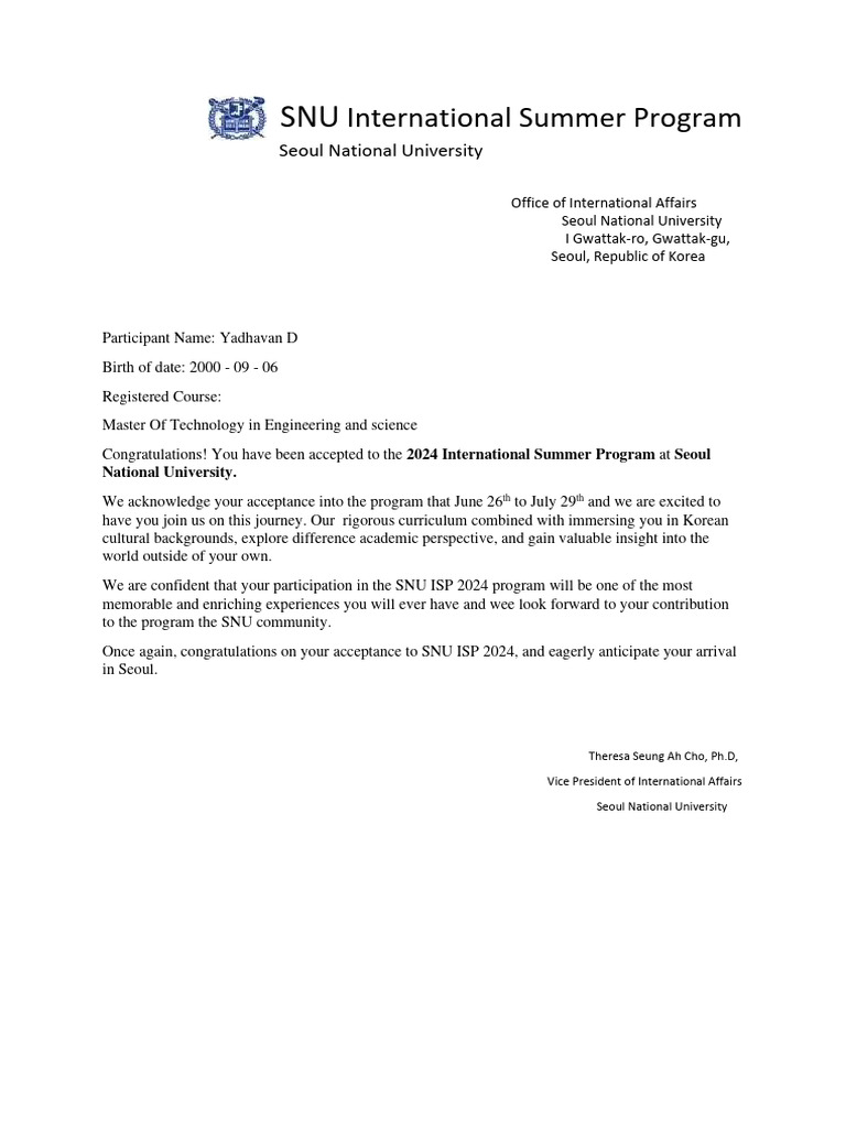 SNU International Summer Program | PDF