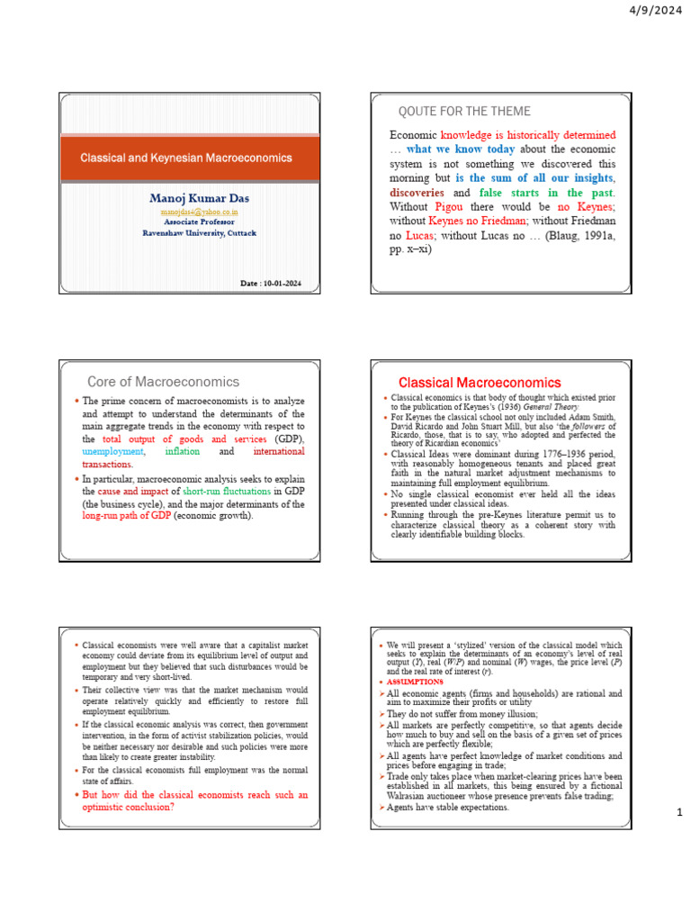 Classical and Keynesian Macroeconomics | PDF | Economics | Labour Economics