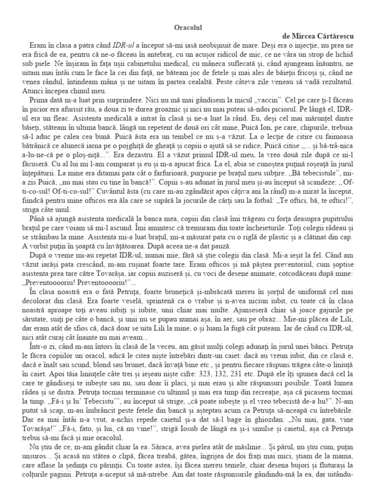 Oracolul, Mircea Cărtărescu | PDF
