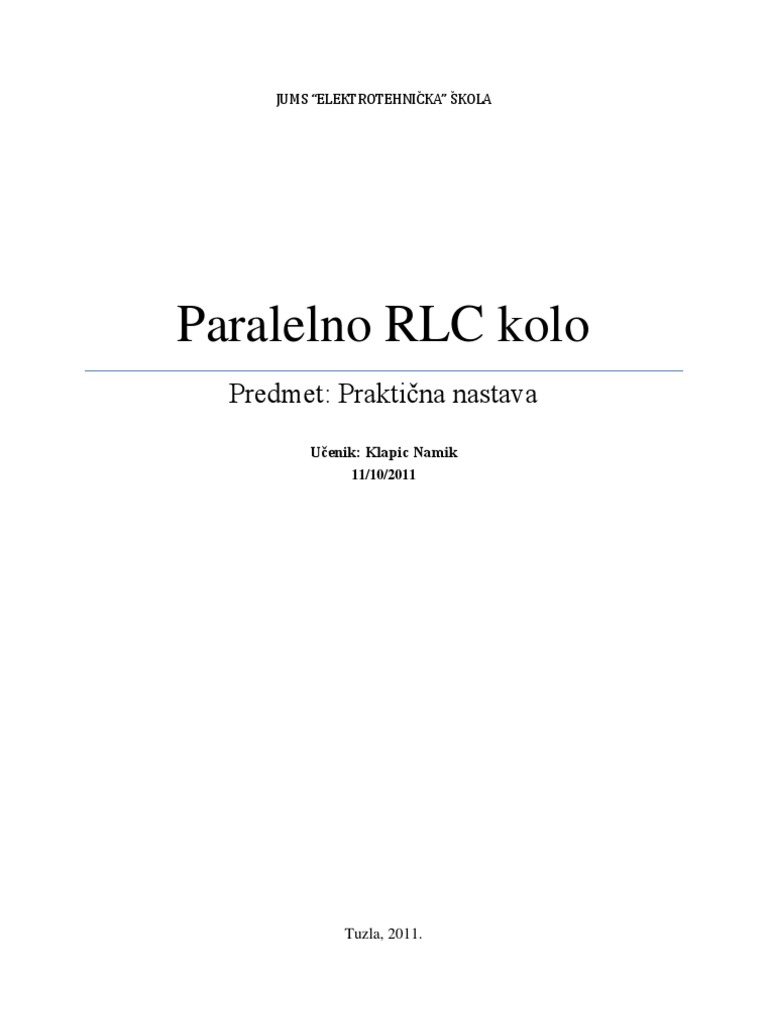 Paralelno RLC Kolo | PDF