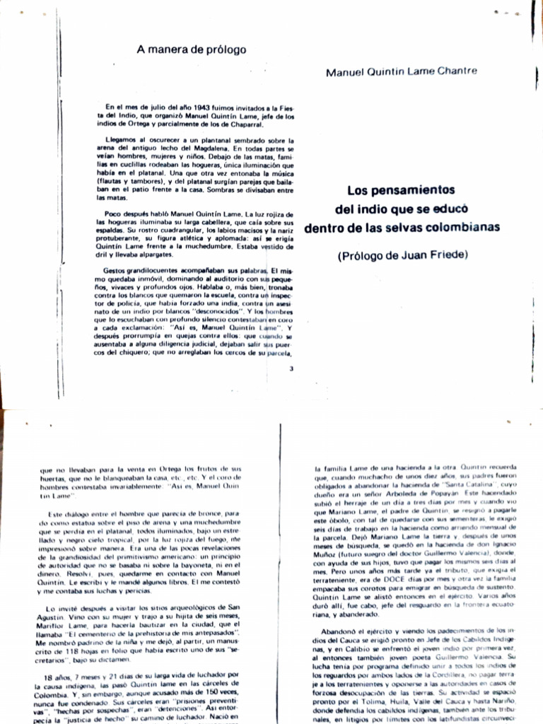 Pensamientos de Manuel Quintín Lame | PDF