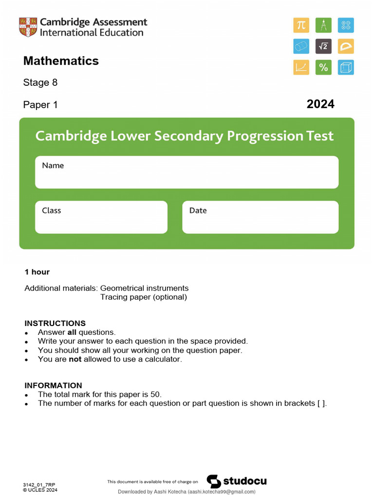 Year 8 2024 at 1 - For Entrance Exam | PDF | Angle | Area