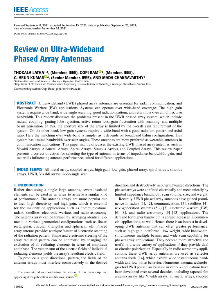 Review On Ultra-Wideband Phased Array Antennas | PDF | Antenna (Radio) | Radio Technology