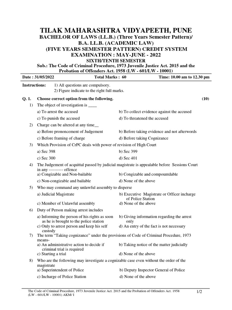 LW - 10001 - 601 The Code of Criminal Procedure, 1973 Juvenile Justice Act. 2015 and The ...
