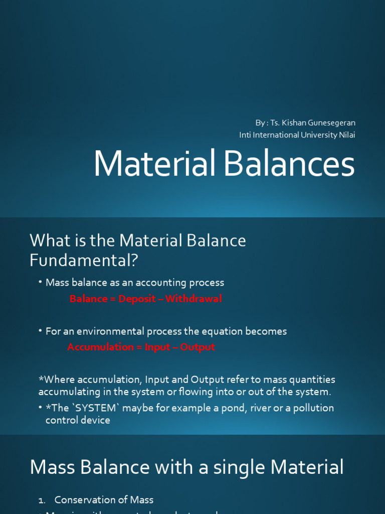 Material Balances | Download Free PDF | Discharge (Hydrology) | Ammonia