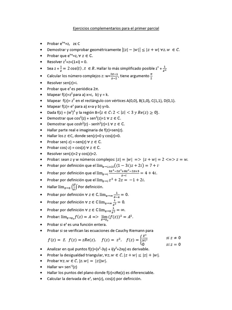 Variable Compleja Ejercicios Complementarios Descargar Gratis Pdf 7154