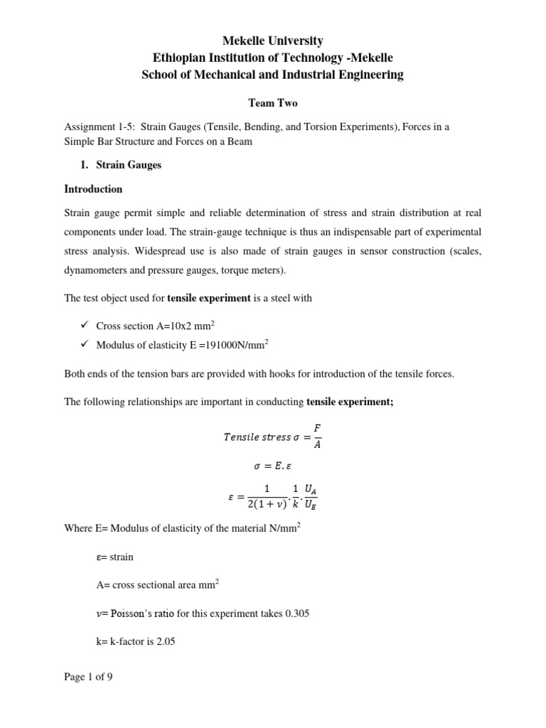 SOLIDLAB Assignment 1-5 Section Two Team Two | PDF | Young's Modulus | Bending