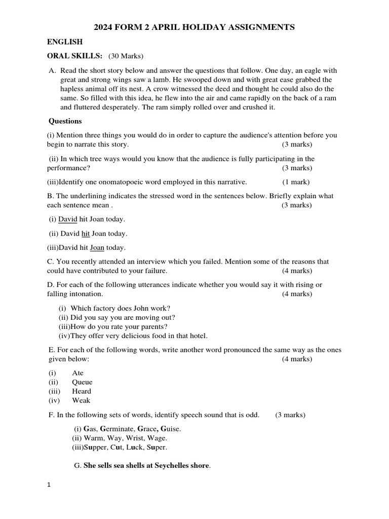 Form Two 2024 April Holiday Assignment | PDF | Chemical Compounds | Chemical Bond