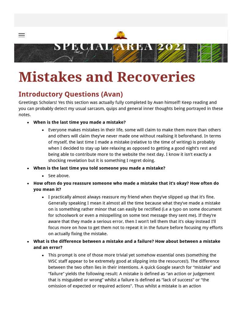 Special Area | PDF | Self-Improvement
