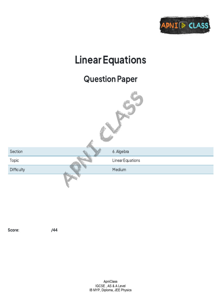 Linear Equations - Level 2 | PDF | Equations | Applied Mathematics