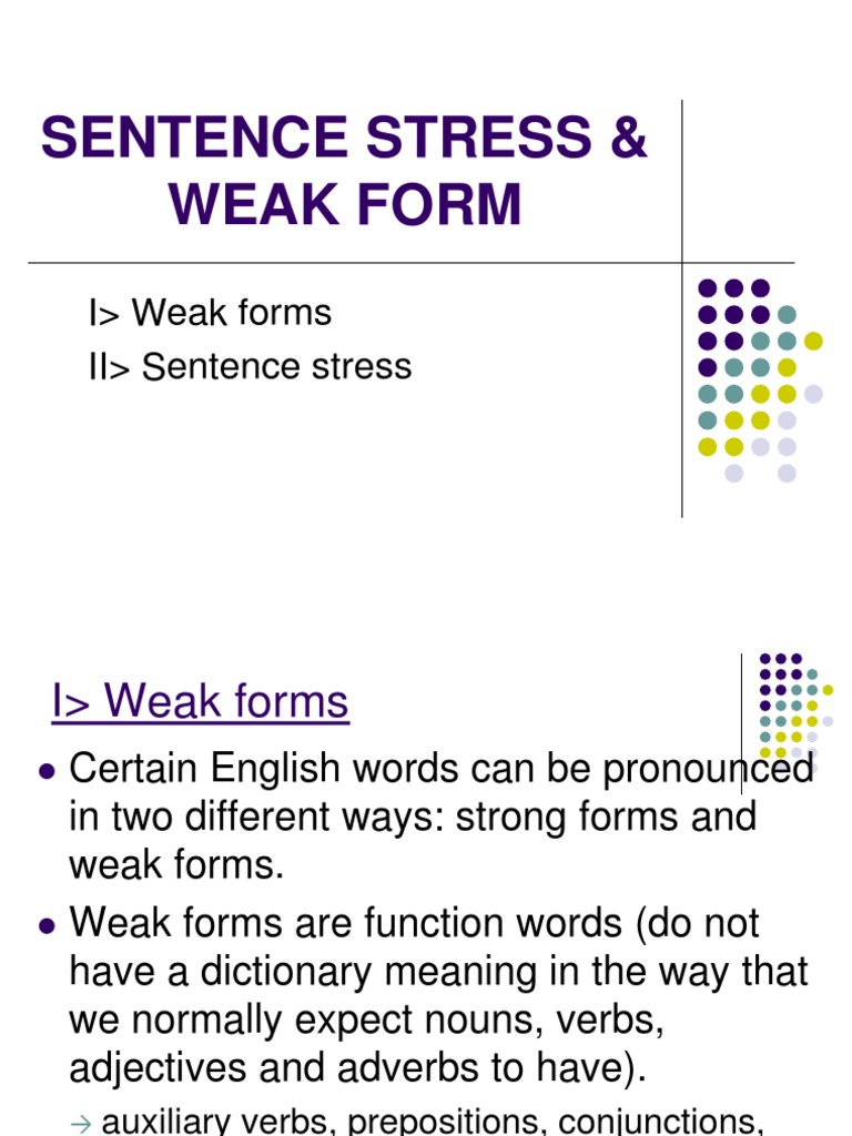 Weak Forms and Sentence Stress | PDF | Stress (Linguistics) | English ...