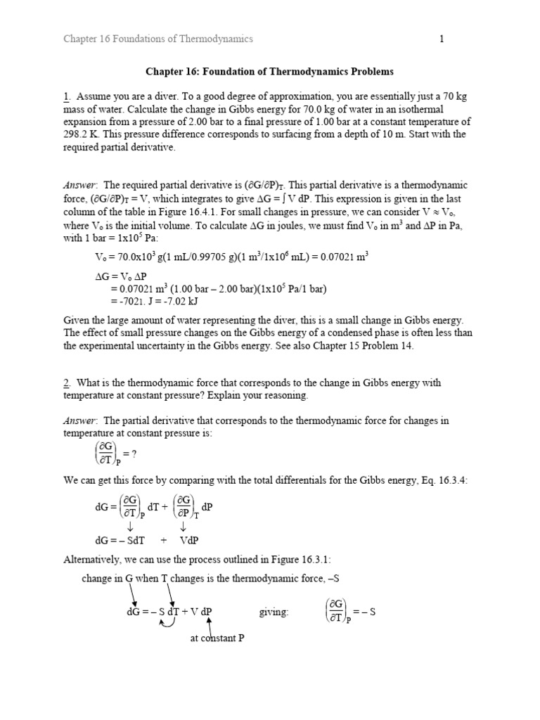 CH 16 Problems | PDF | Gibbs Free Energy | Temperature